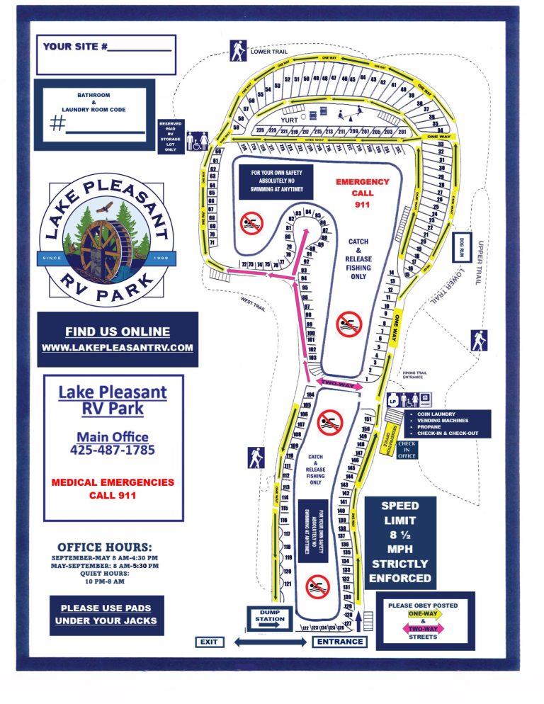 Park Map of Lake Pleasant RV Park | RV Camping in Bothell WA