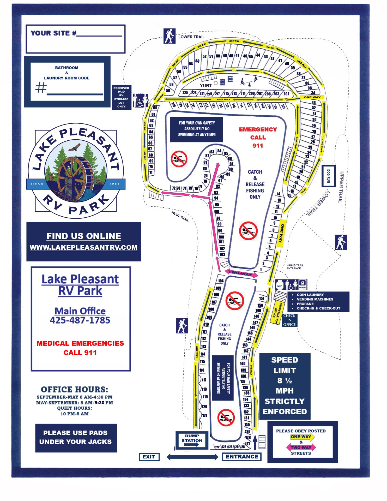 Park Map of Lake Pleasant RV Park | RV Camping in Bothell WA